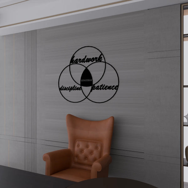 Office Wooden Wall Art | Metafurn Discipline Hard Work Patience Wall art